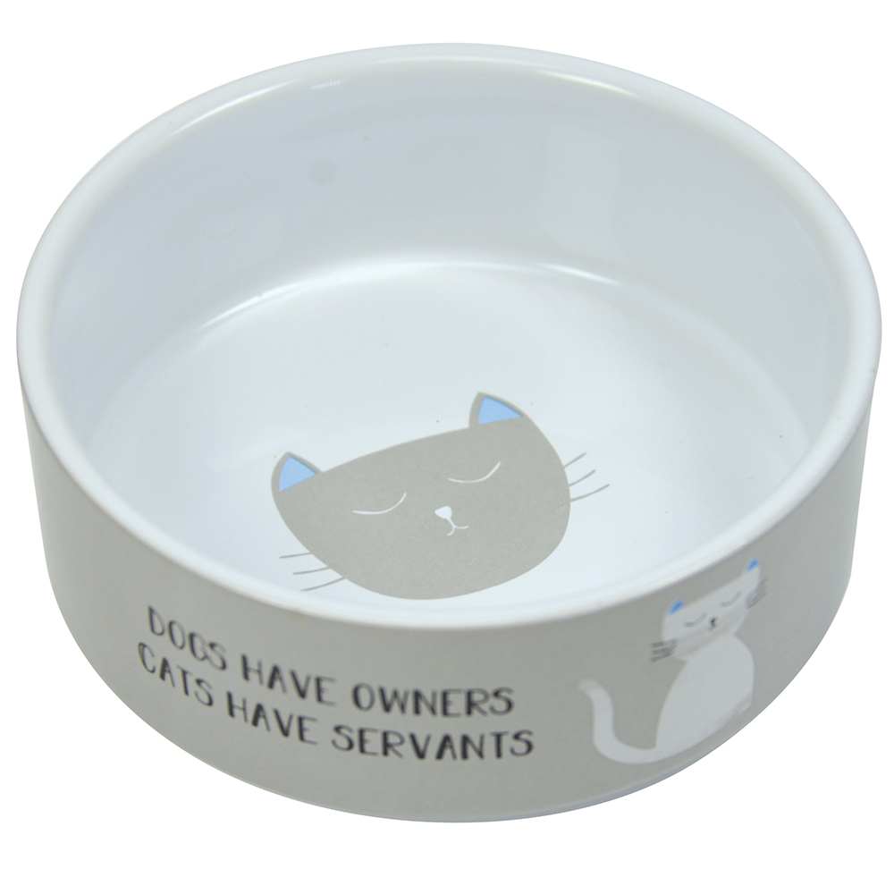 A.Trends - Cats Have Servants Cat Bowl Grey | Peter's of Kensington