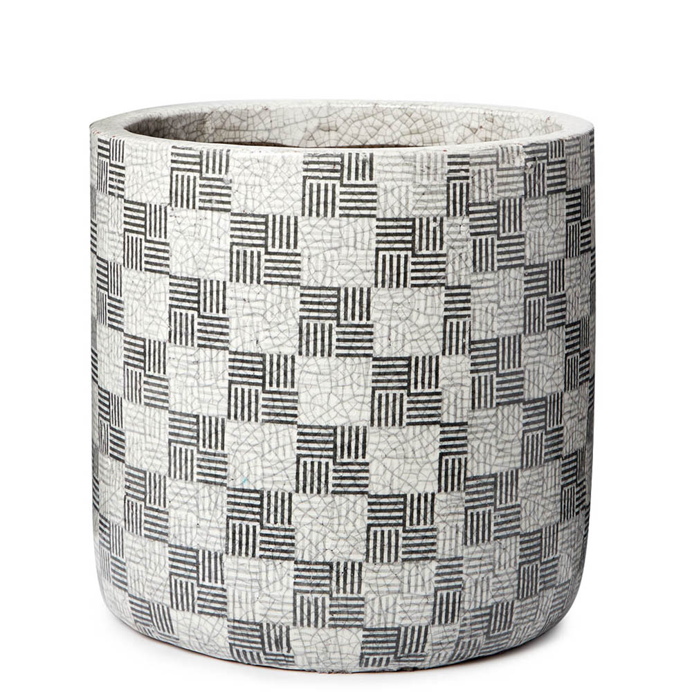 Coastal Home - Checker Ceramic Pot Black & White | Peter's of Kensington