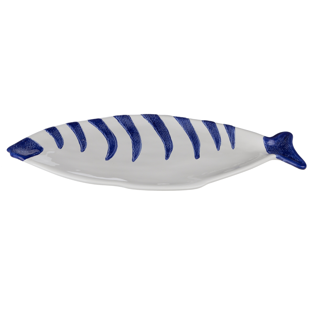 Ivory House - Blue & White Stripey Fish Platter | Peter's of Kensington