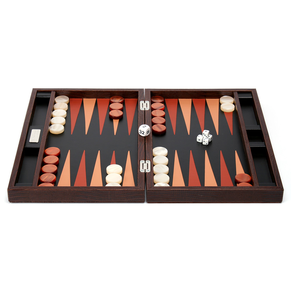 Renzo Romagnoli - Brown Thesius Leather Backgammon Set | Peter's of ...