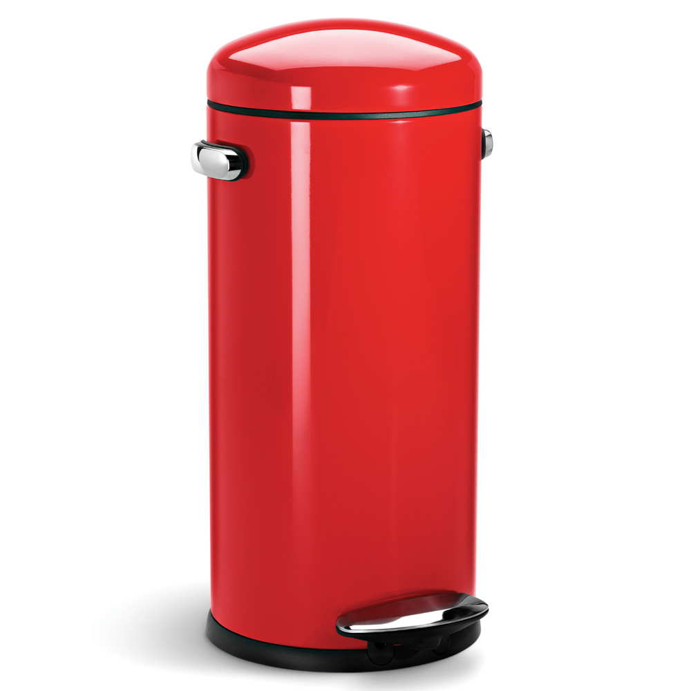 Simplehuman - Retro Pedal Rubbish Bin Red 30L | Peter's of Kensington