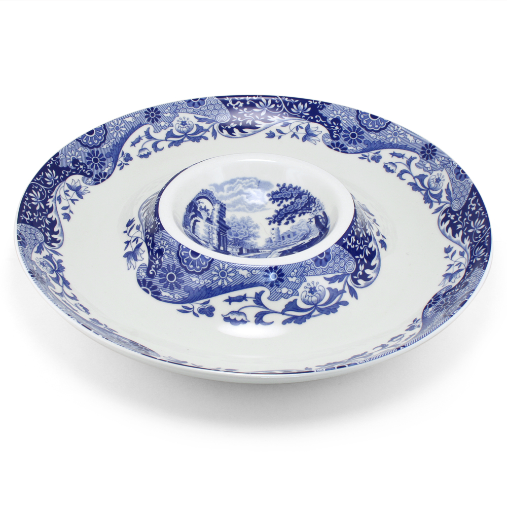 Spode - Blue Italian Chip 'n' Dip Platter | Peter's of Kensington