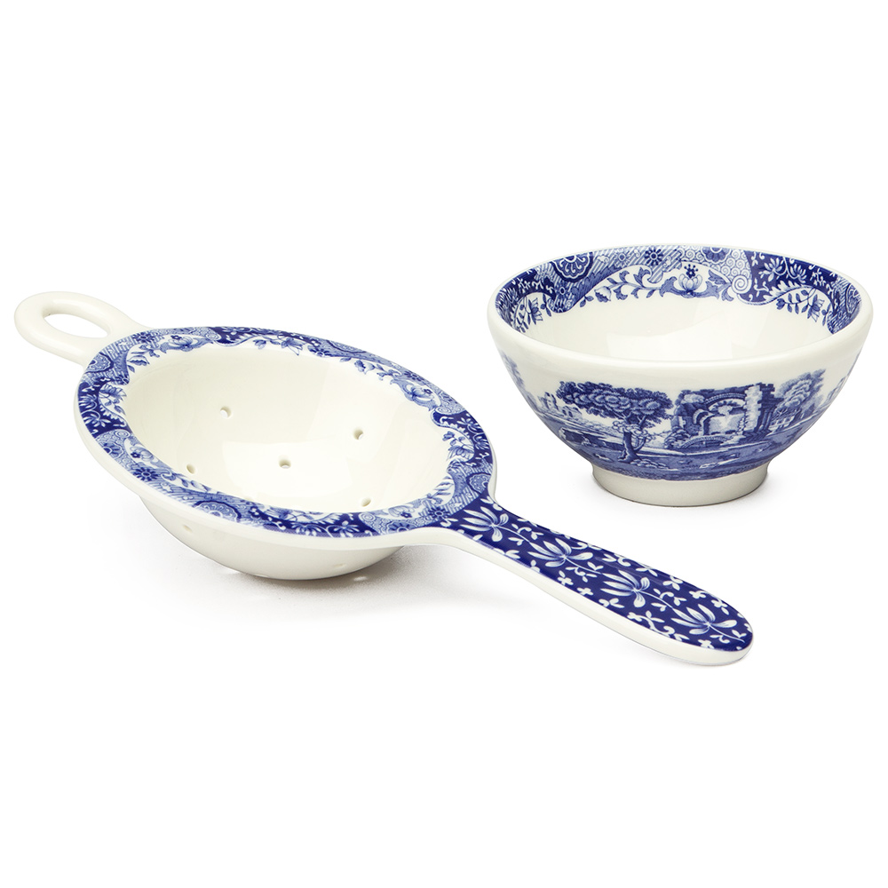Spode - Blue Italian Tea Strainer And Rest | Peter's of Kensington