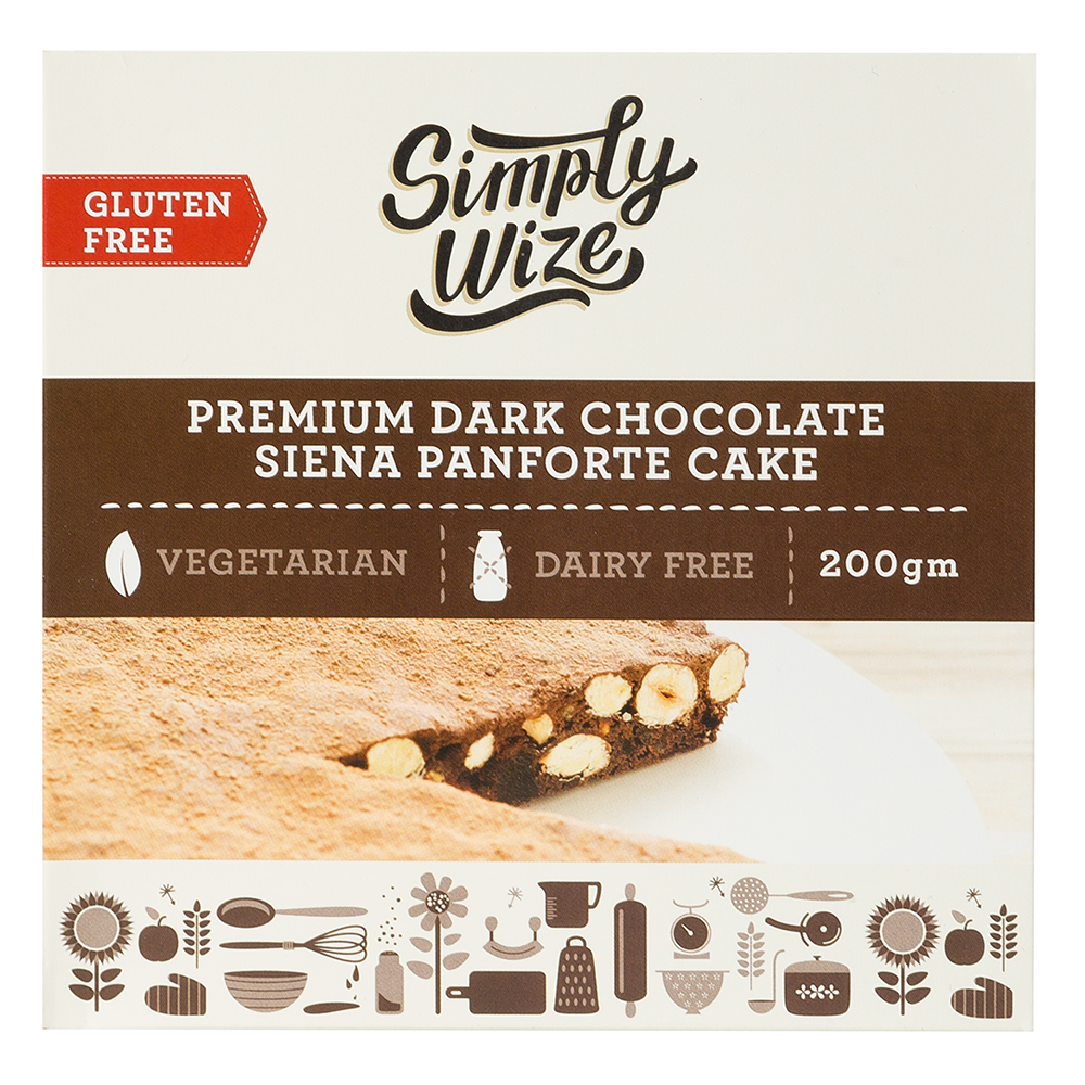 Simply Wize - Gluten Free Premium Dark Chocolate Siena Panforte Cake ...