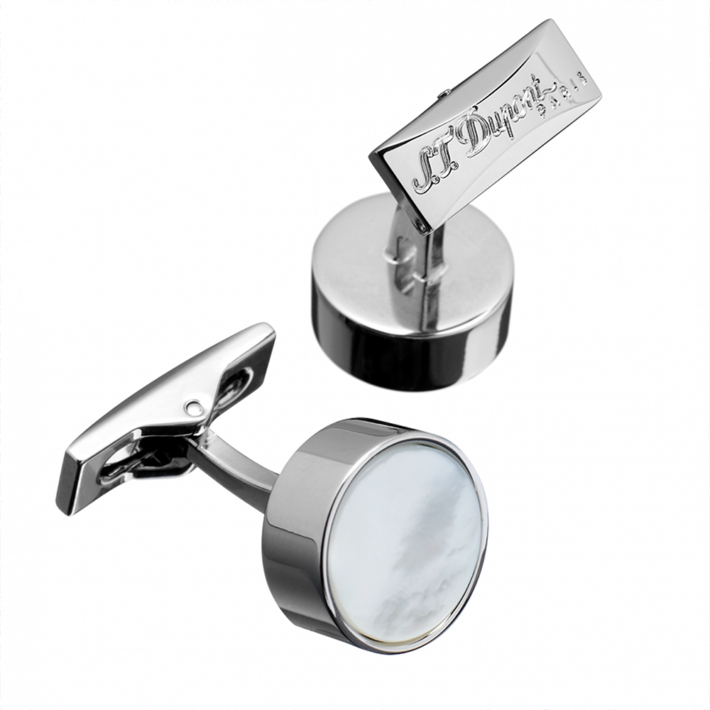 Dupont - Round Palladium Mother of Pearl Cufflinks White | Peter's of ...