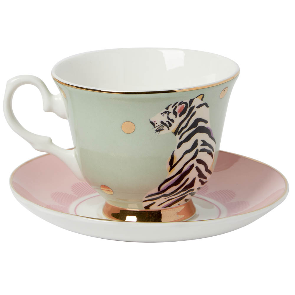 Yvonne Ellen - Safari Tiger Teacup & Saucer | Peter's of Kensington