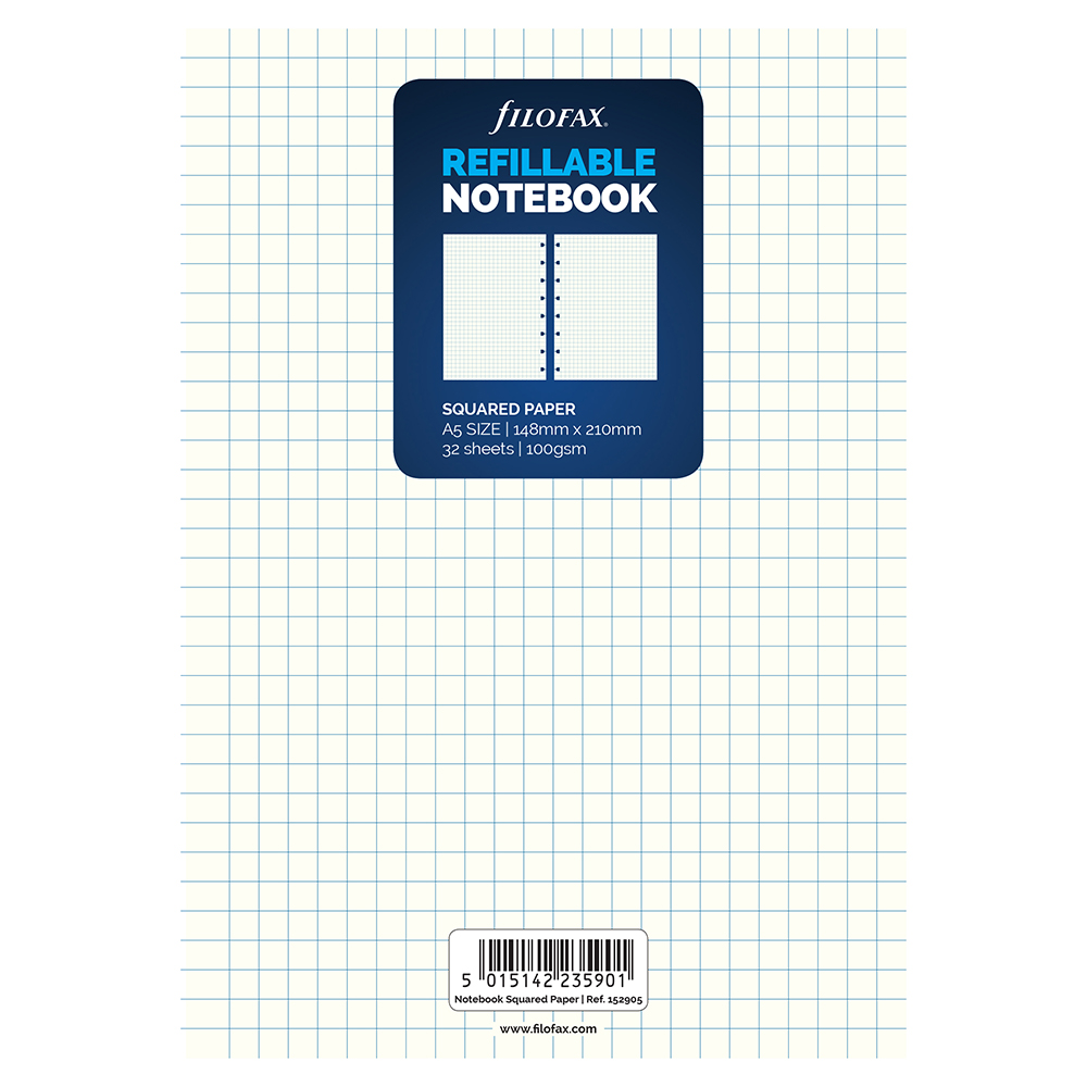 Filofax - A5 Notebook Refill Squared Paper White 32pce | Peter's of ...