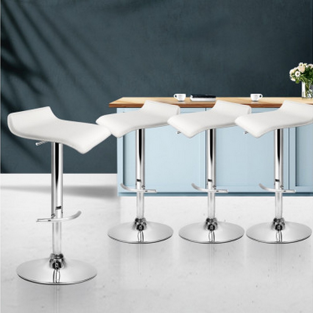 MyBar - PU Wave Style Bar Stool White Set 4pc | Peter's of Kensington