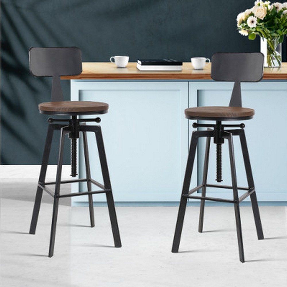 MyBar - Rustic Industrial Style Metal Bar Stool Blk Set 2pc | Peter's ...