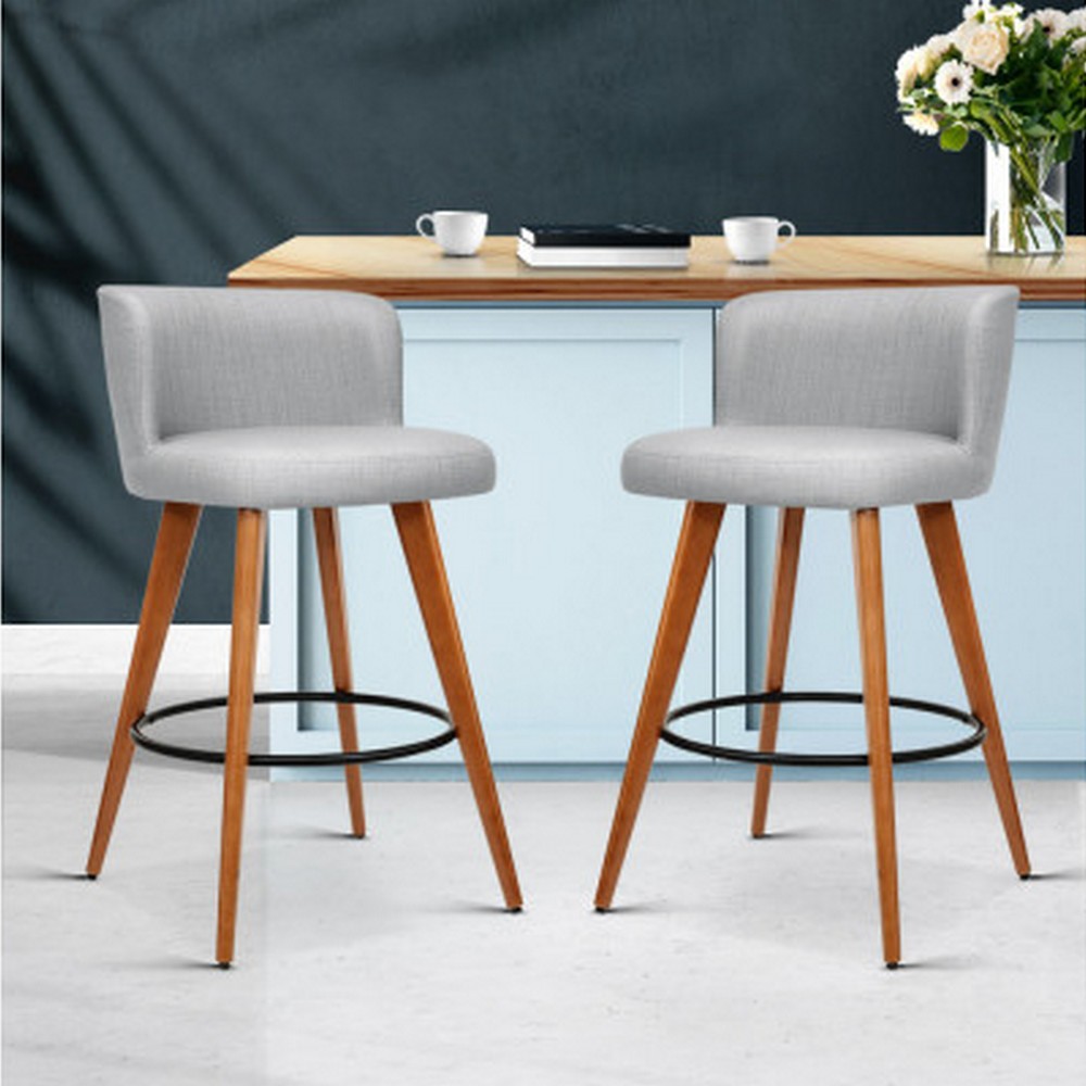 MyBar - Wooden Bar Stool Footrest Light Grey Set of 2pc | Peter's of ...