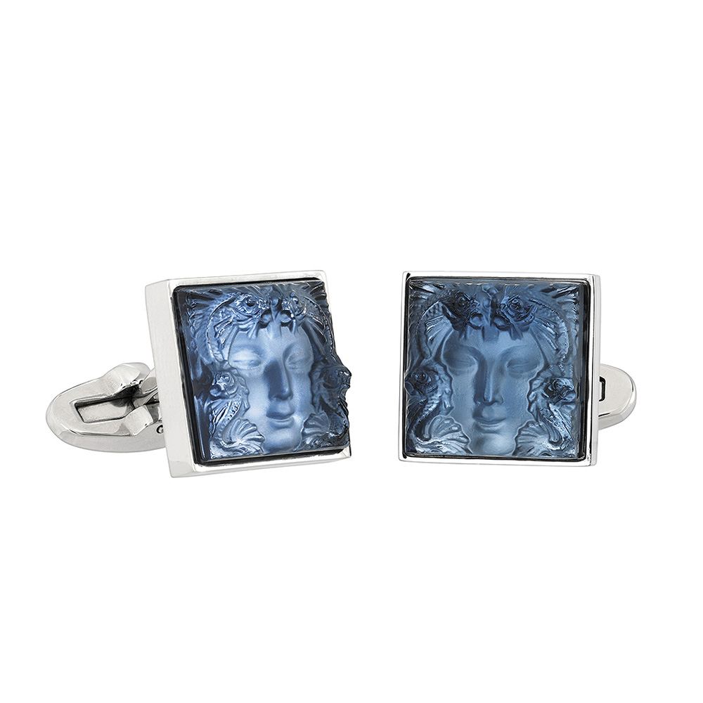 Lalique - Arethuse Crystal & Palladium Cufflinks | Peter's of Kensington