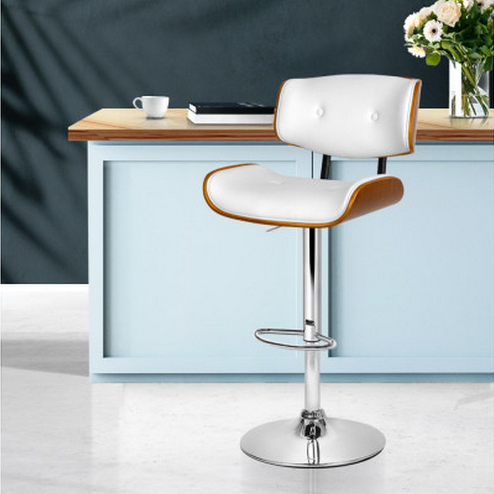 MyBar - Wooden Gas Lift Bar Stool White | Peter's of Kensington