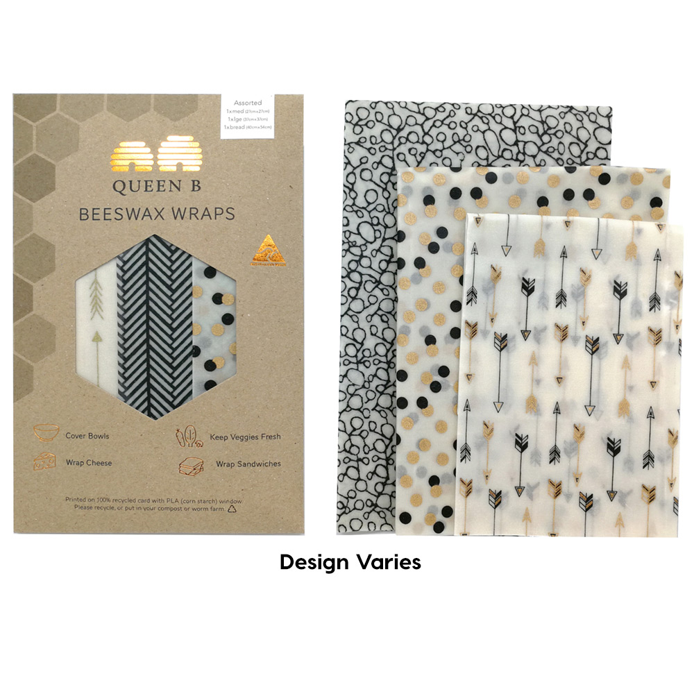 Queen B - Assorted Beeswax Wrap Set Neutral 3pce | Peter's of Kensington