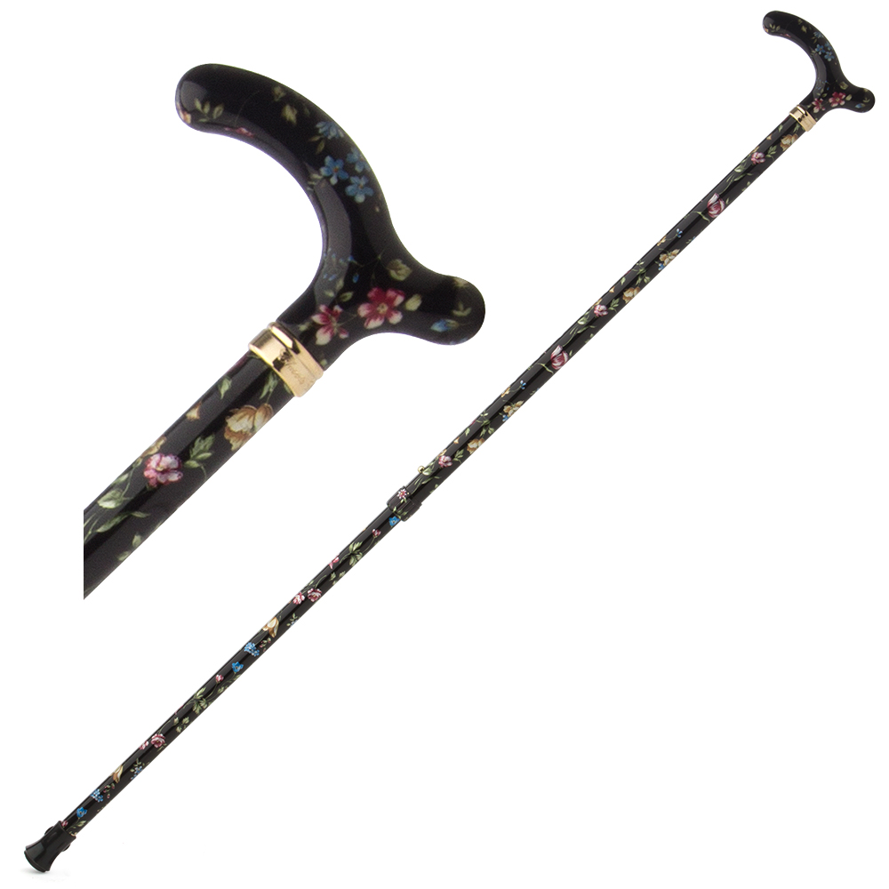 Classic Canes - Chelsea Black Floral Extendable Cane | Peter's of ...
