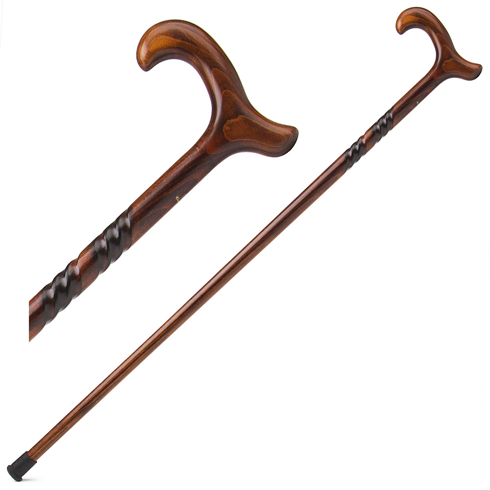 Classic Canes - Derby Spiral Scorched Dark Beechwood Cane | Peter's of ...