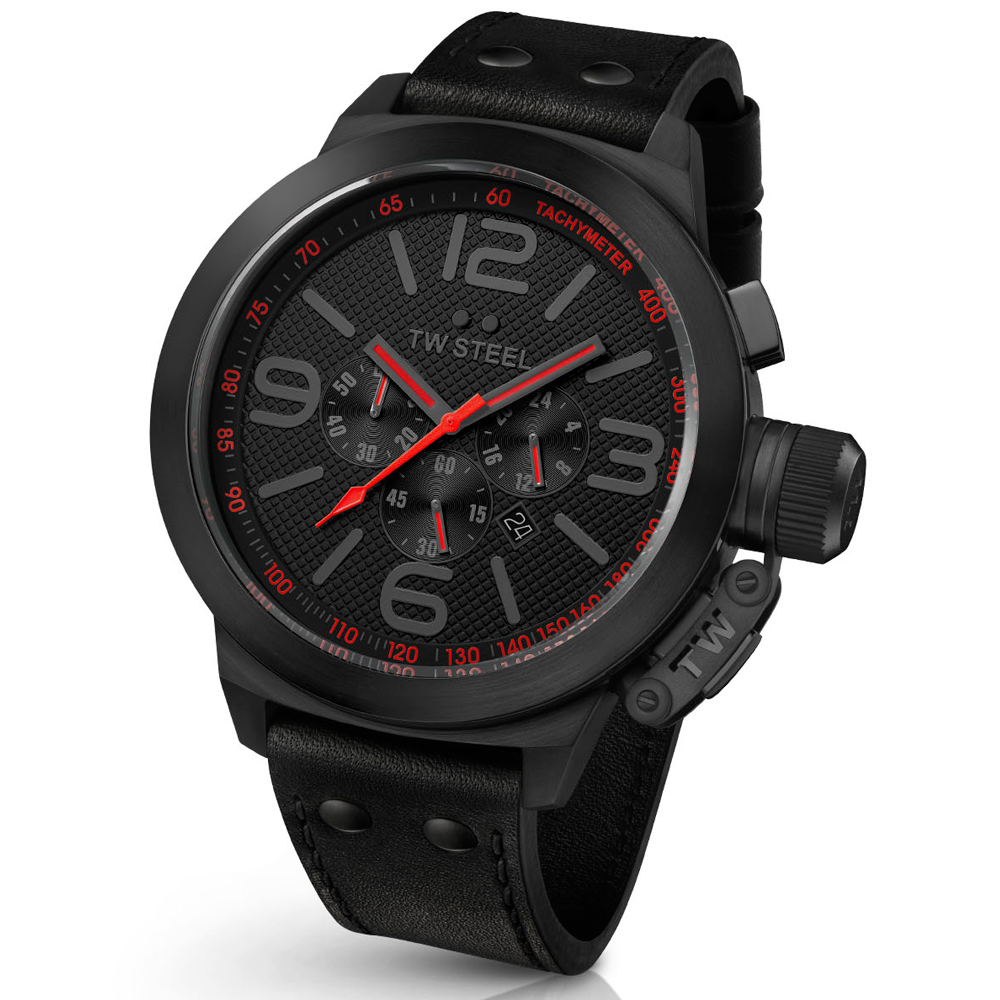 TW Steel - Canteen Cool Black 50mm Watch with Red Accents | Peter's of ...