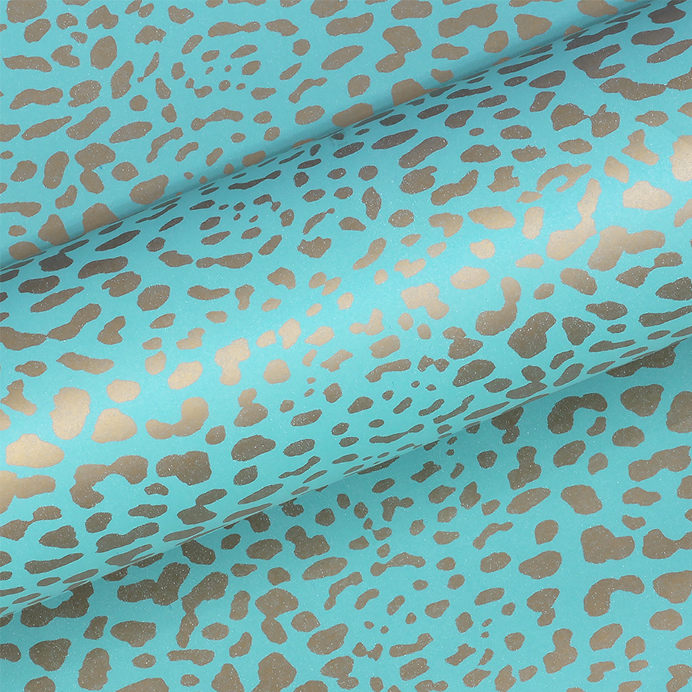 Vandoros - Leopard Print Turquoise Wrapping Paper 76cmx2.5m | Peter's ...