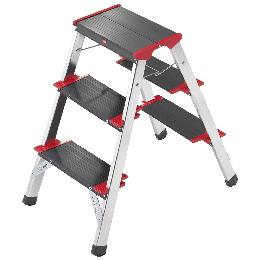 Hailo - L90 Folding Double 3-Step Ladder | Peter's of Kensington