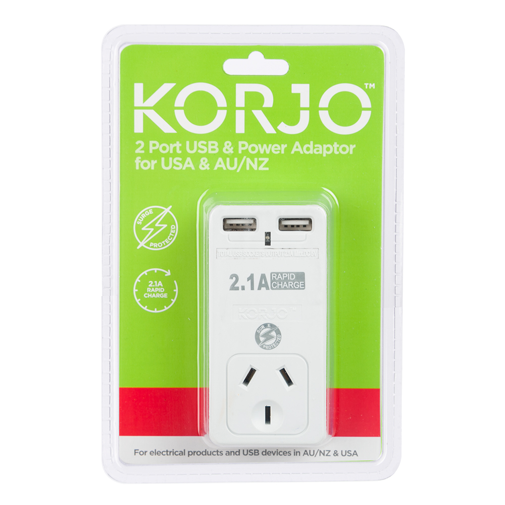 Korjo - Two Port USB Adaptor Plug for Australia and the USA | Peter's ...