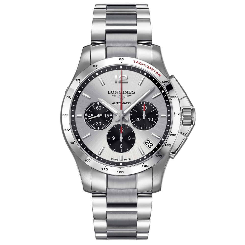 Longines - Conquest Silver & Blk Dial S/Steel Chronograph | Peter's of ...