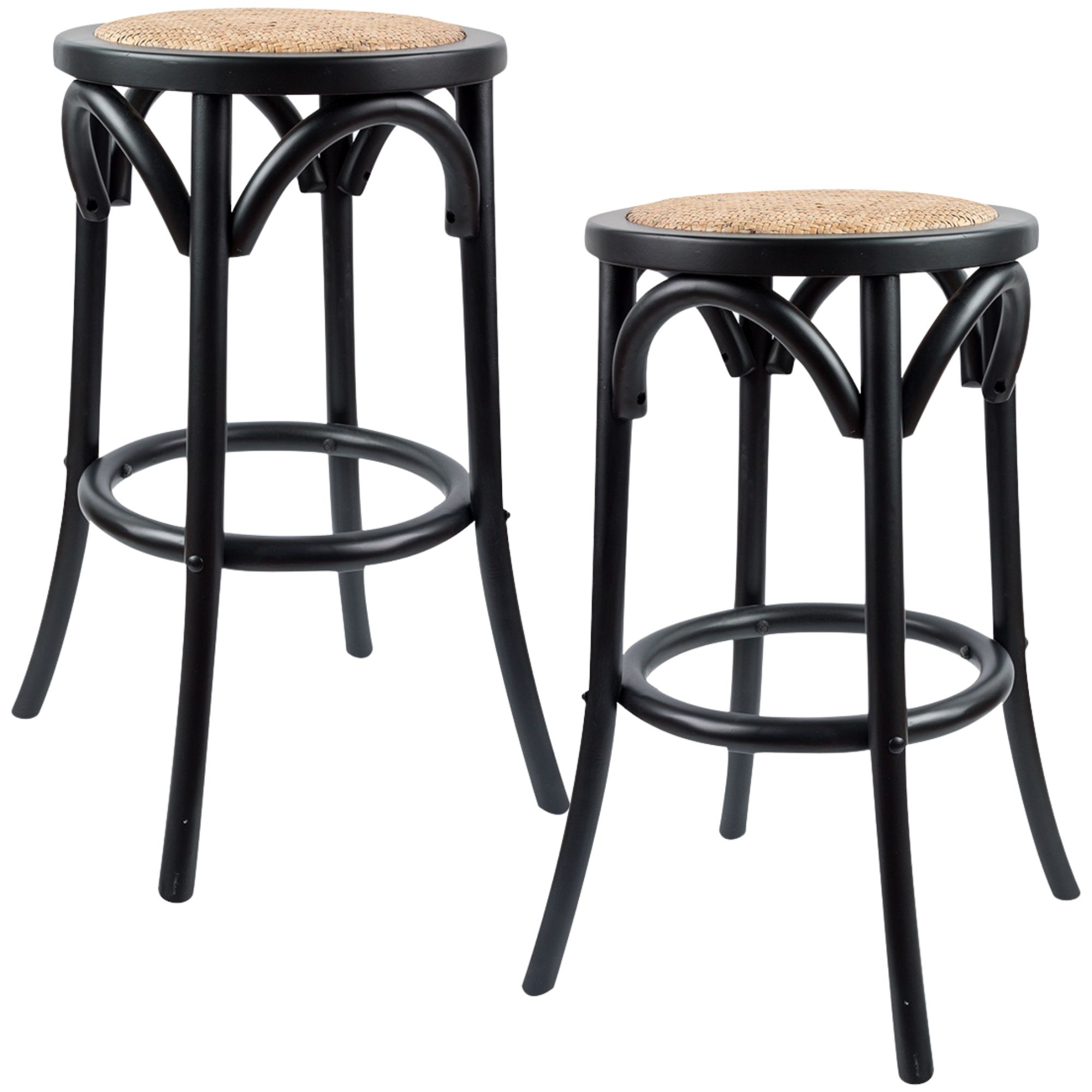 Urban Styling - Aster Birch Rattan Round Bar Stools Blk 2pc | Peter's ...
