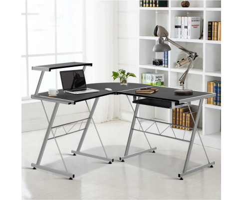 Home Office Design - Corner Metal Pull Out Table Desk Black | Peter's ...