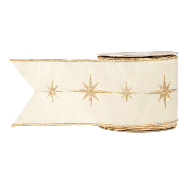 Raz - 4X10 Yds Christmas Star Embroidered Wired Ribbon | Peter's of ...