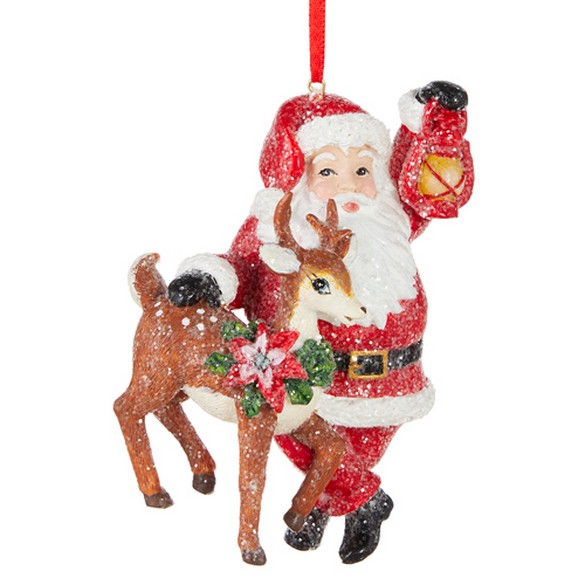 Raz - Santa and Reindeer Ornament | Peter's of Kensington