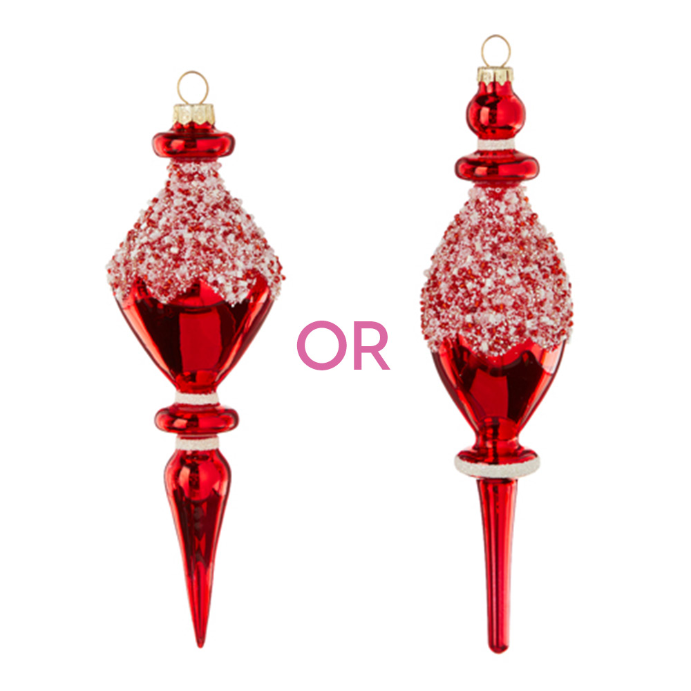 Raz - Red Beaded Finial Ornament | Peter's of Kensington