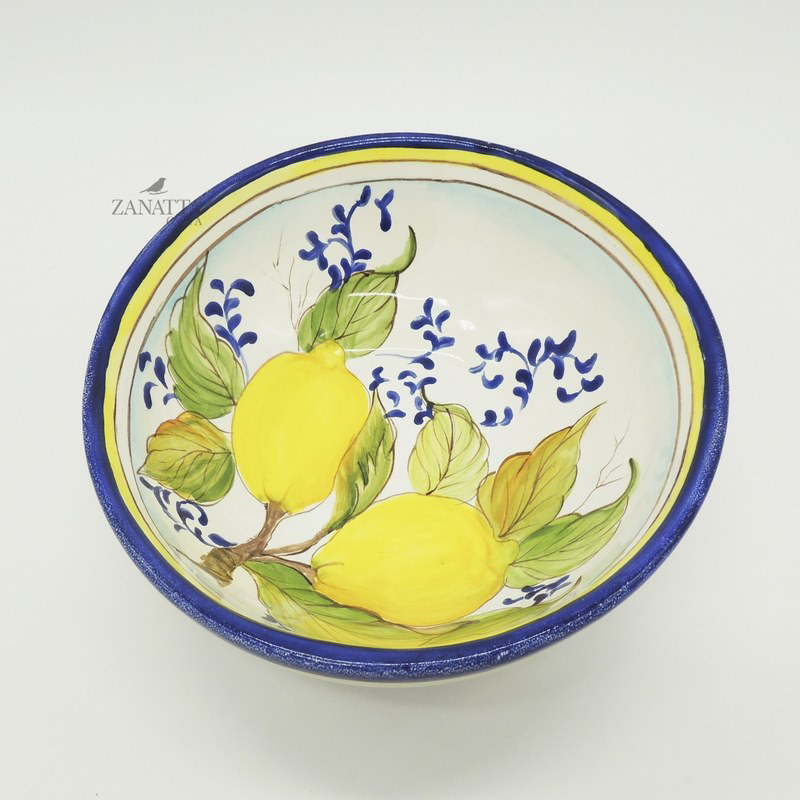 Zanatta - Italian Bowl w/Lemon Drawing & Blue Background | Peter's of ...