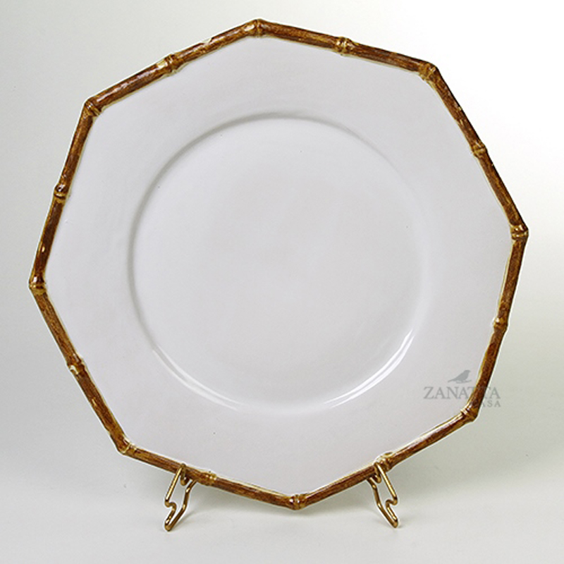 Zanatta - White Octagon Sousplat w/Natural Bamboo Edge 32cm | Peter's ...