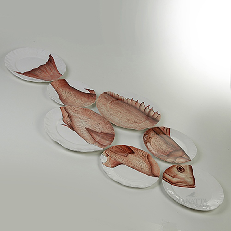 Zanatta - Wall Plates Set with Floral Fish Drawing 112x58cm | Peter's ...