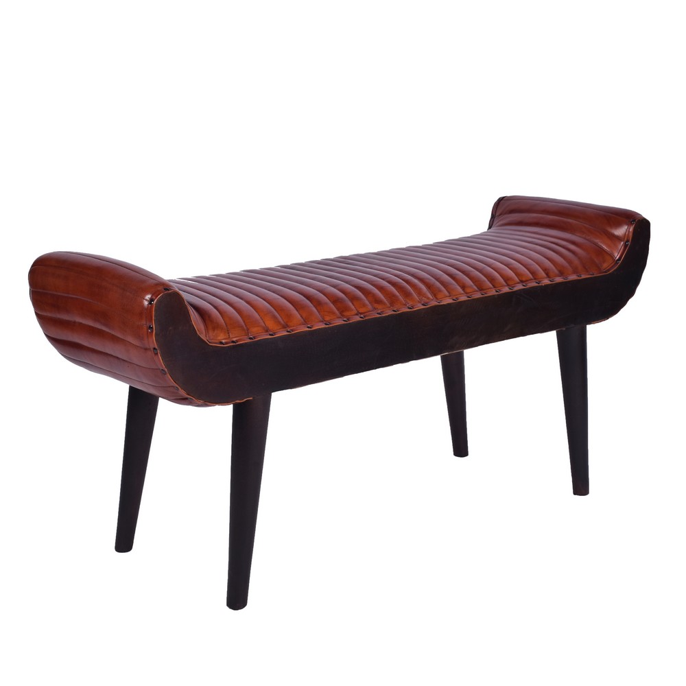 Alianza Furniture - Vint Leather Curved Bench | Peter's of Kensington