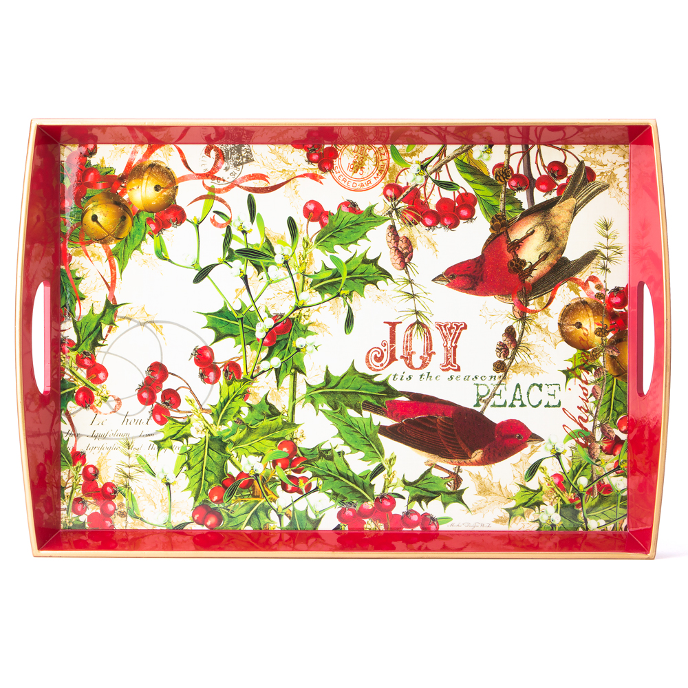 Michel Design - Mistletoe and Holly Decoupage Large Tray | Peter's of ...