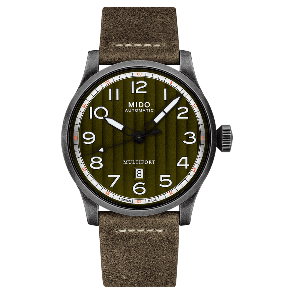 Mido - Multifort Auto. Khaki Steel & Sandblasted Watch 44mm | Peter's ...