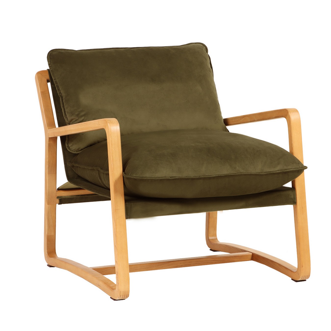 Cafe Lighting - Malibu Natural Arm Chair Olive Velvet | Peter's of ...