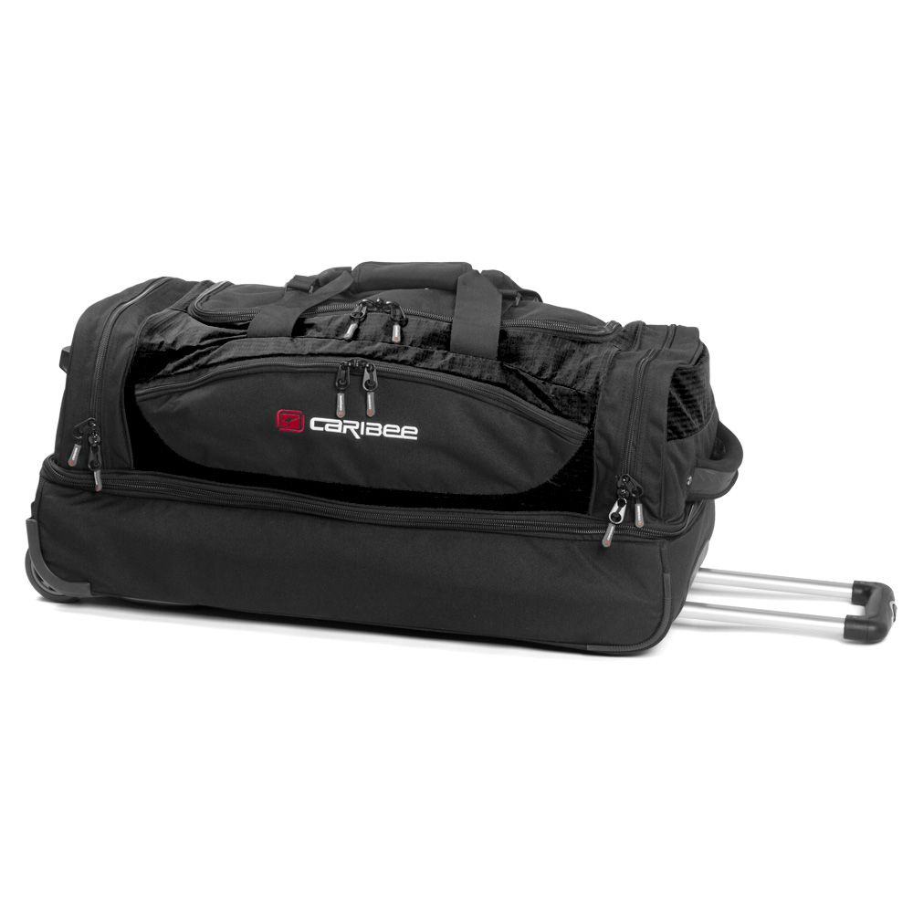 Caribee - Scarecrow Dx 70 Black Trolley Duffle Bag | Peter's of Kensington