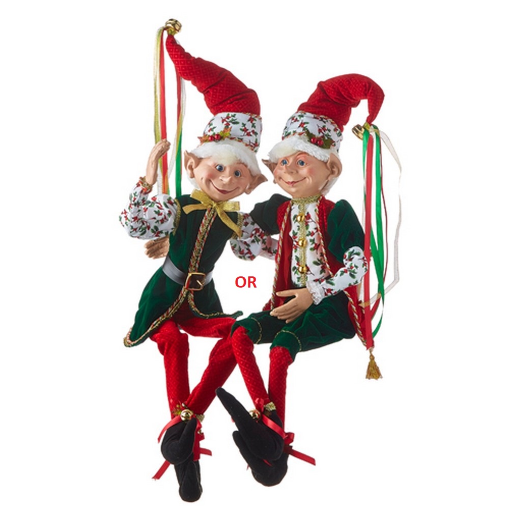 Raz - Posable Elf Red & Green 76cm | Peter's of Kensington