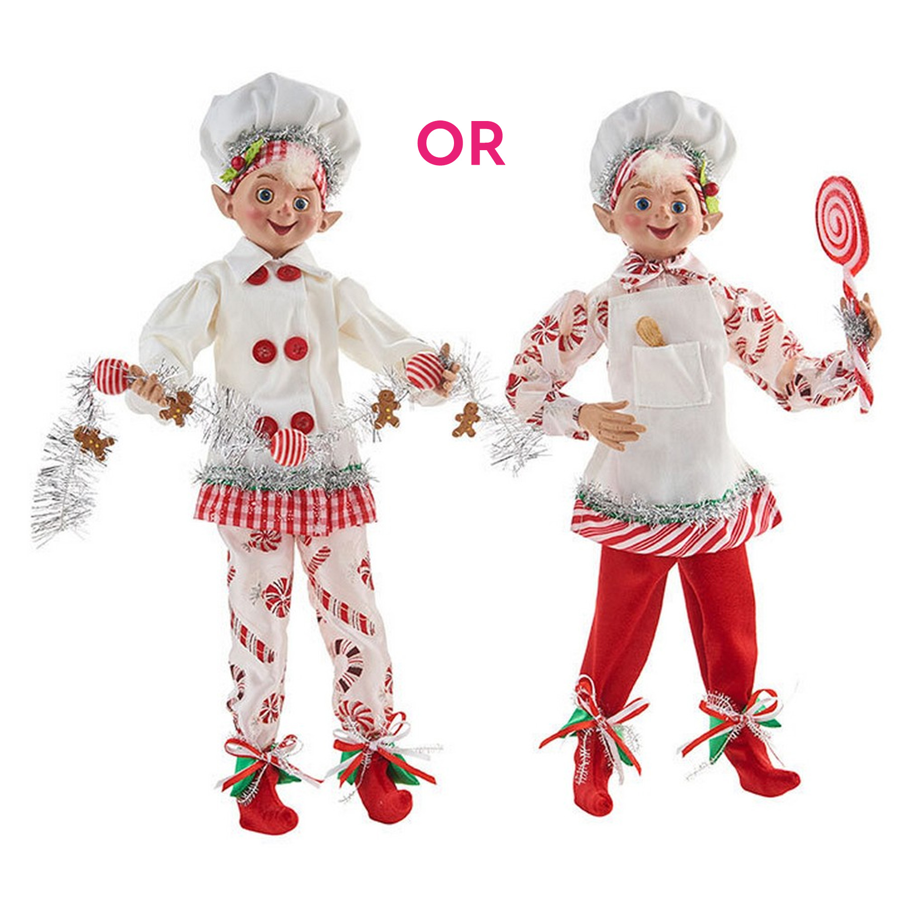 Raz - Posable Elf 40cm White&Red | Peter's of Kensington