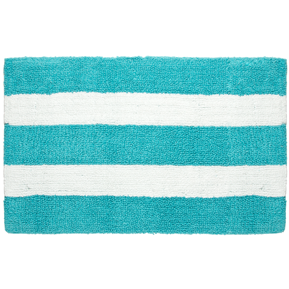 Supertex - Turquoise Cabana Stripe Bath Mat | Peter's of Kensington
