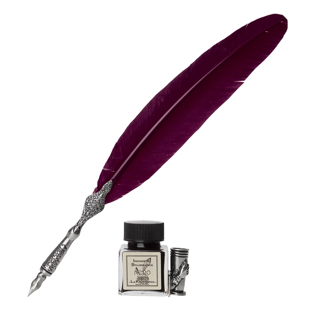 Duomo - Decorated Calligraphy Burgundy Quill Set | Peter's of Kensington