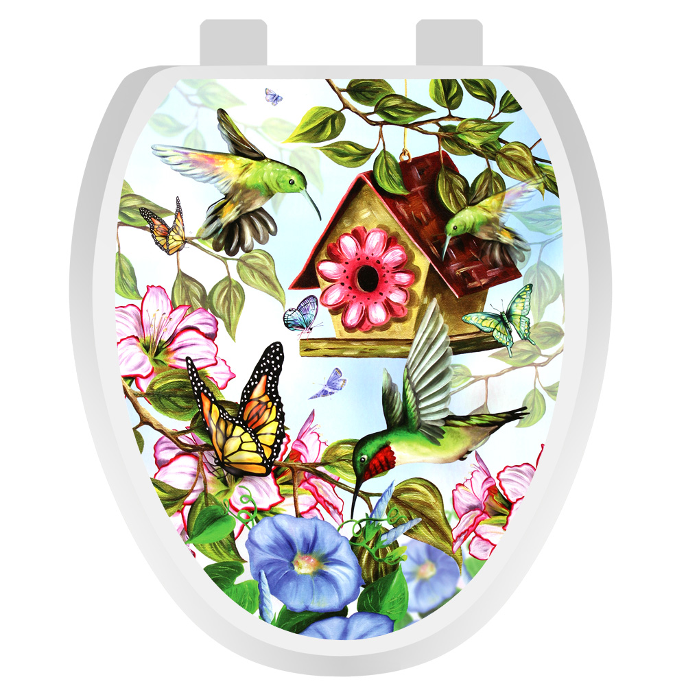 Toilet Tattoo - Hummingbirds Elongated Toilet Tattoo | Peter's of ...