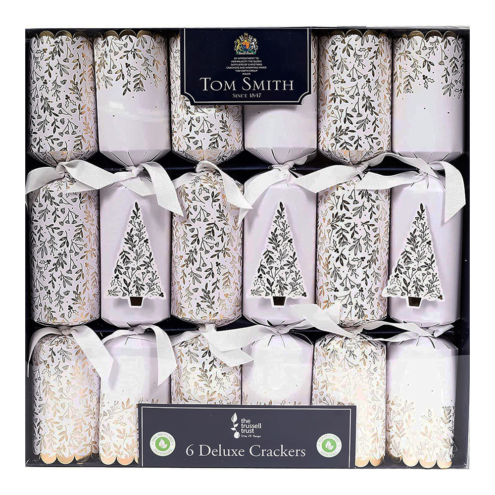 Tom Smith - Deluxe Christmas Crackers Set White & Gold 6pce | Peter's ...