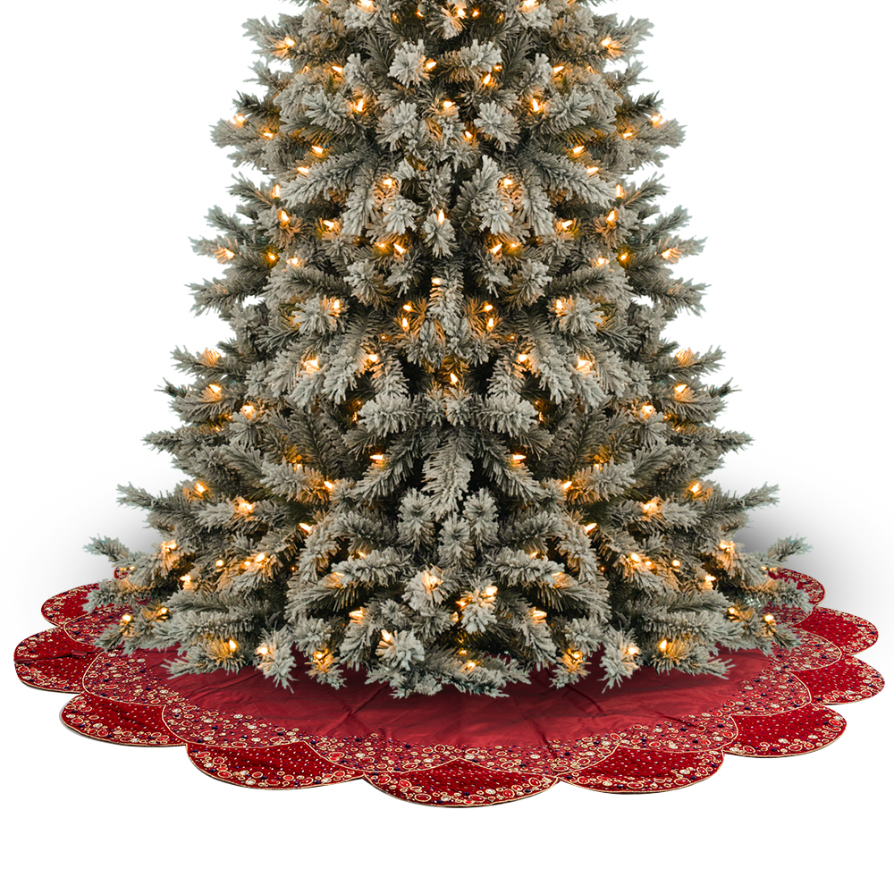 Luxe By Peter's - Green Gold Beaded Tree Skirt Spectrum | Peter's of ...