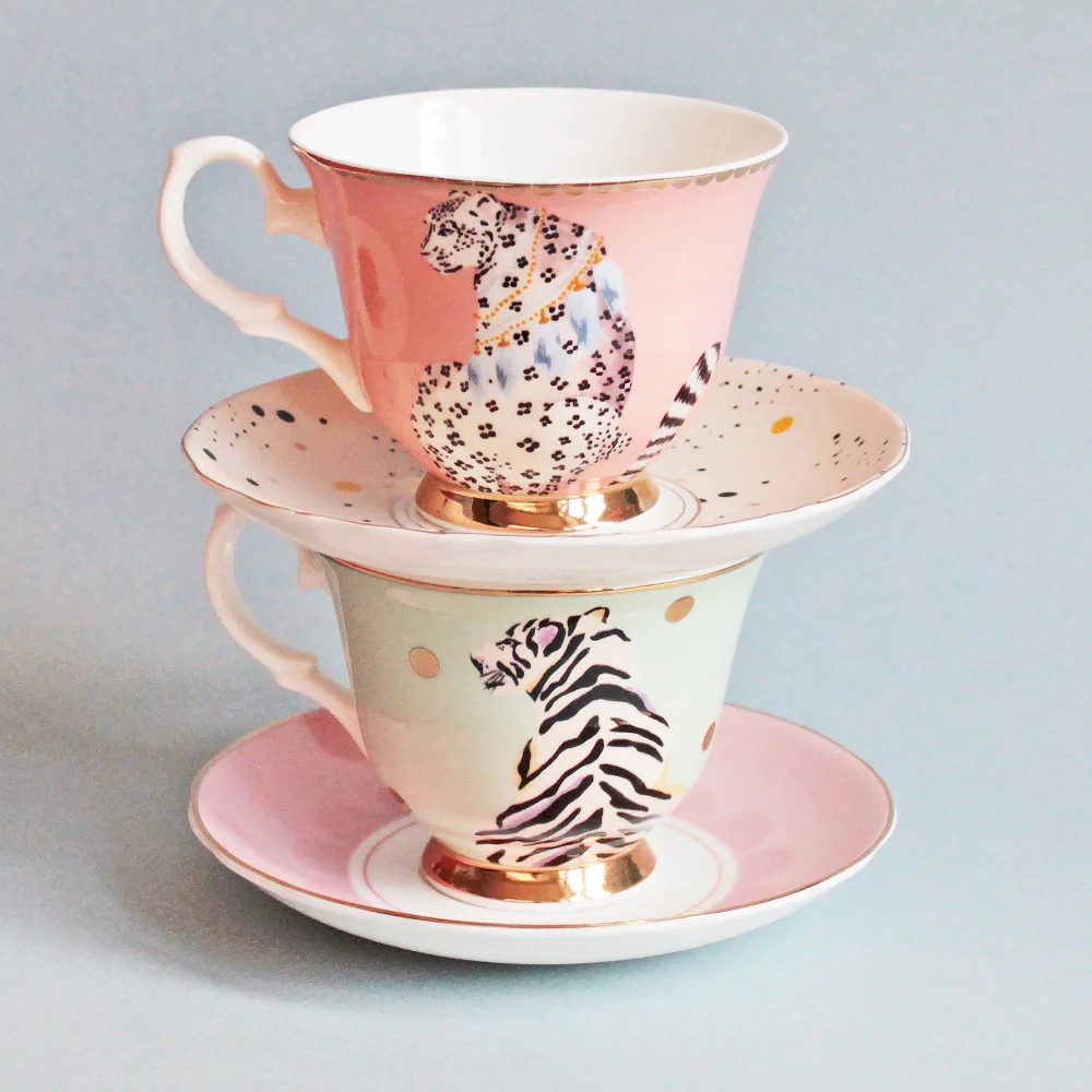 Yvonne Ellen - Cup & Saucer Set of 2 Big Cats | Peter's of Kensington