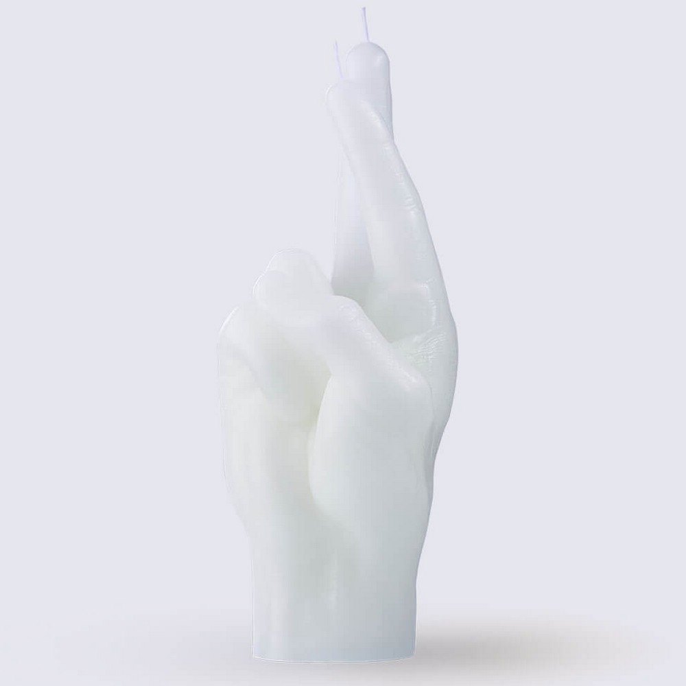Candle Hand - Crossed Fingers Candle White 365g | Peter's of Kensington