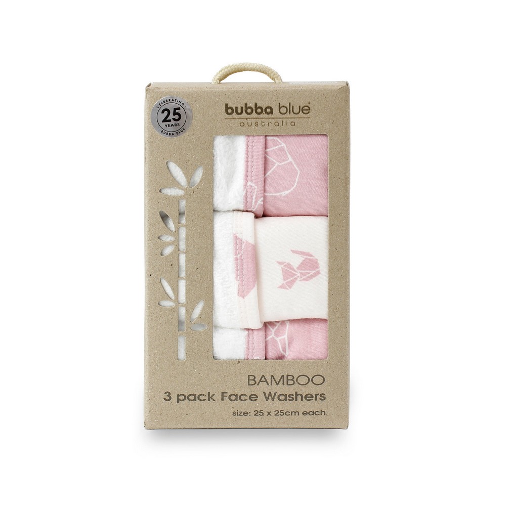 Bubba Blue - Origami Bamboo 3pk Face Washers | Peter's of Kensington