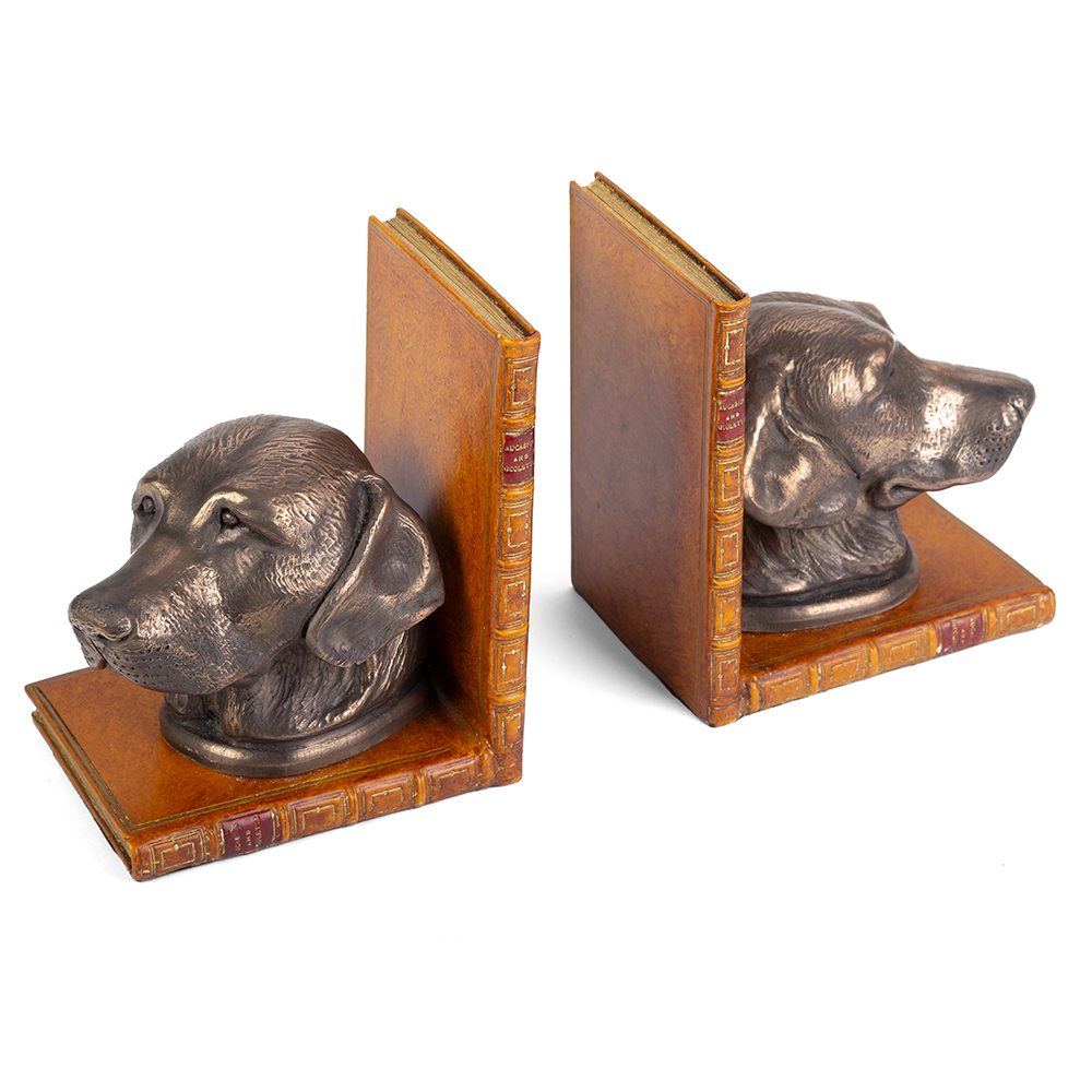 The Original Book Works - Labrador Dog Bookends Bronzed/Tan 2pce ...