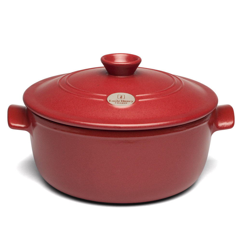 Emile Henry - Flame Red Stew Pot Round 28cm | Peter's of Kensington