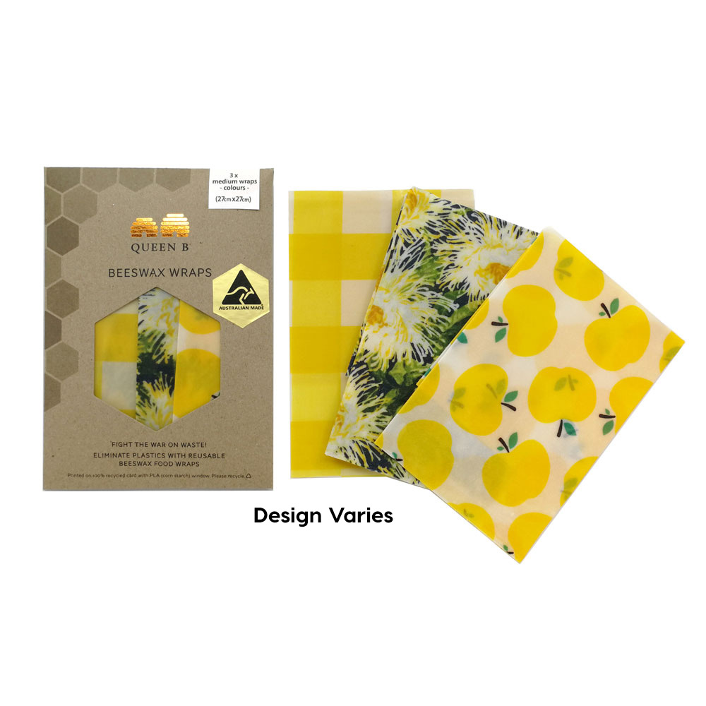 Queen B - Beeswax Wrap Set Colours Medium 3pce | Peter's of Kensington
